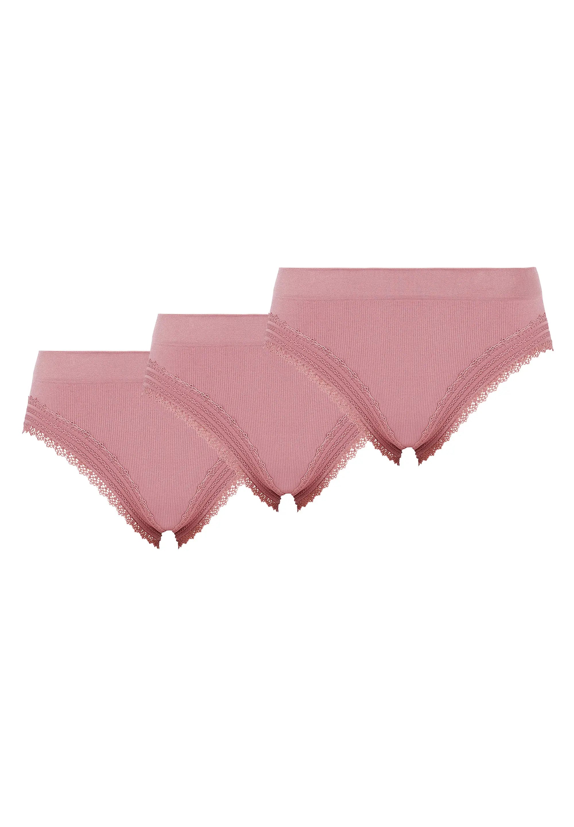 Lot de 3 slips Agathe rose nostalgie - Lingerie Grande Taille